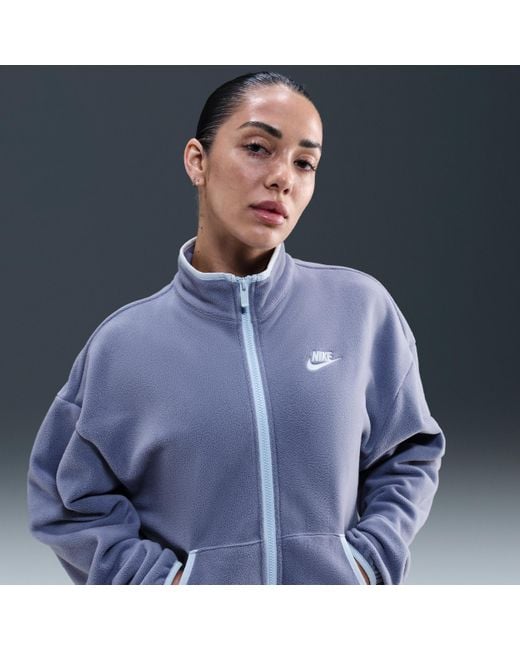 Nike Sportswear Club Fleece Loose Cozy Track Jacket in Blue | Lyst