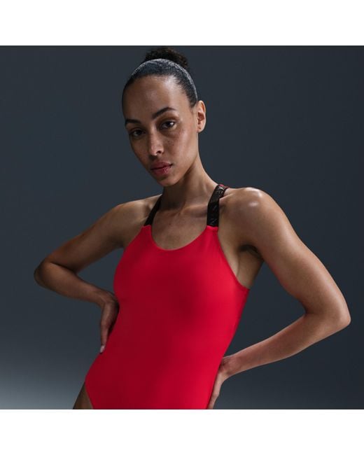 Nike Swim Fusion Hydralock Racerback One-Piece in Red | Lyst
