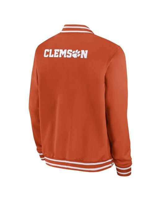 Nike Clemson Tigers Sideline College Full-zip Bomber Jacket in Orange ...