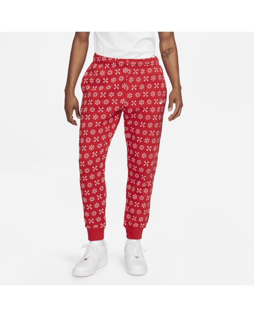 Nike Sportswear Club Fleece Monogram Jogger Pants in Red for Men | Lyst