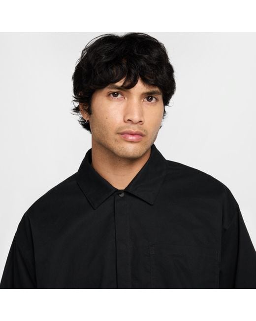 Nike Sportswear Tech Button-Down Top in Black for Men | Lyst