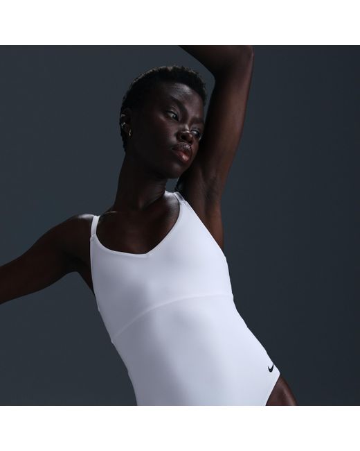 Nike Swim Essential V-Neck One-Piece in Blue | Lyst