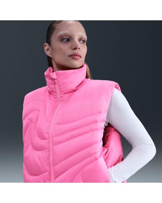 Nike Sportswear Swoosh Series Oversized Down Vest in Pink | Lyst