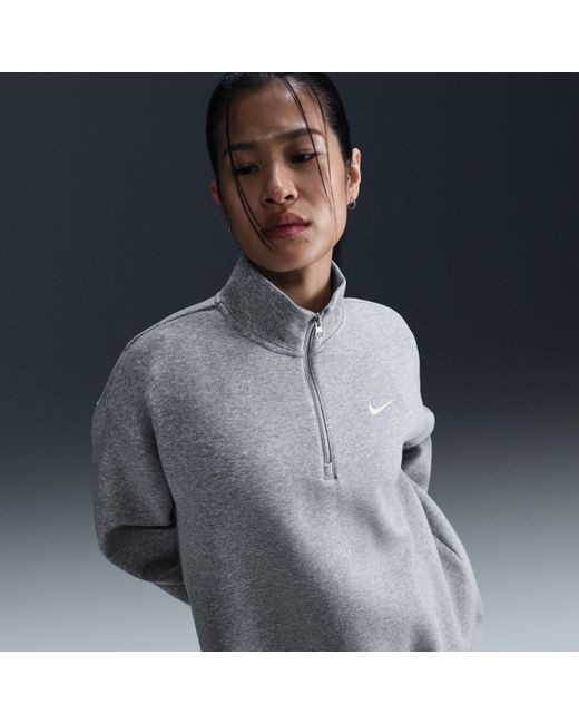Nike Sportswear Phoenix Fleece Oversized 1/4-Zip Sweatshirt in Gray | Lyst