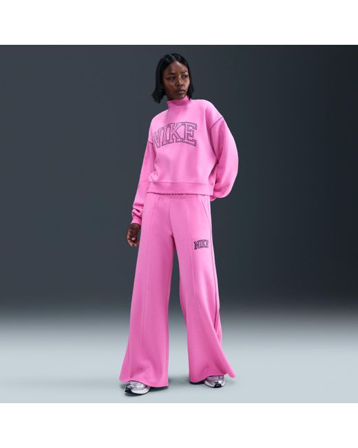 Nike Sportswear Phoenix Fleece Mock-Neck Sweatshirt in Pink | Lyst