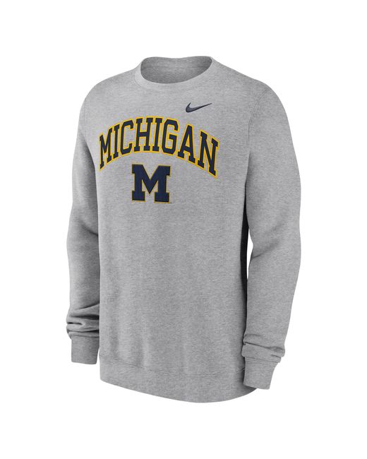 Nike Michigan Arch College Pullover Crew in Gray for Men | Lyst