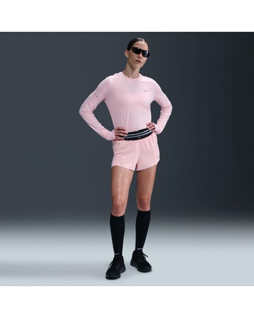 Nike Swift Dri-Fit Uv Long-Sleeve Crew-Neck Running Top in Pink | Lyst