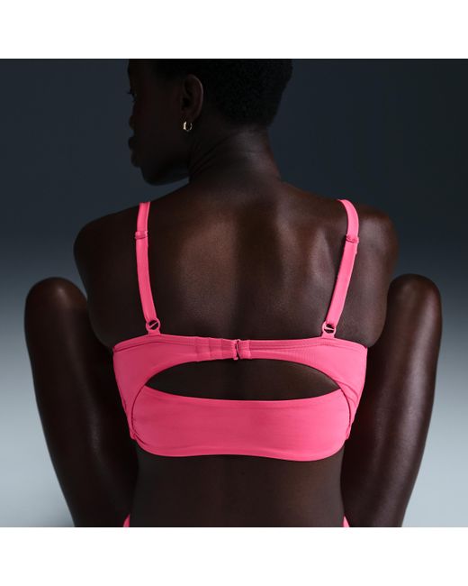 Nike Swim Essential V-Neck Midkini in Pink | Lyst