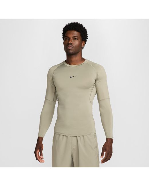 Nike Pro Dri-Fit Tight Long-Sleeve Fitness Top in Natural for Men | Lyst