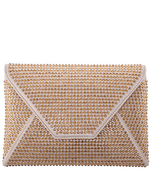 Nina Lorna-gold Crystal Encrusted Square Envelope Clutch in Metallic | Lyst