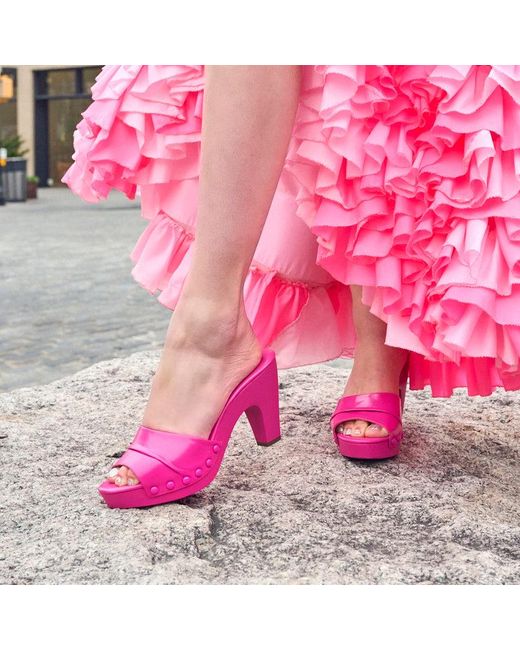 Nina Vibe-hot Pink Slide Sandal On A Platform Bottom | Lyst
