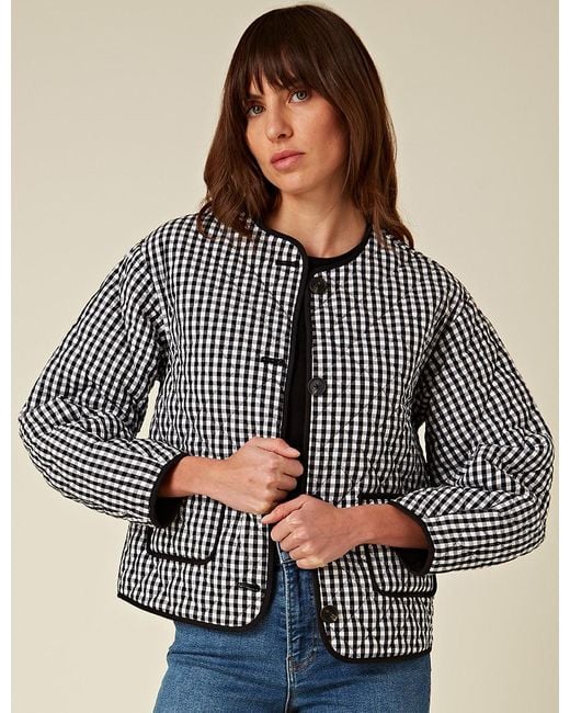 Nobody's Child Gingham Reversible Quilted Jacket in Grey | Lyst UK