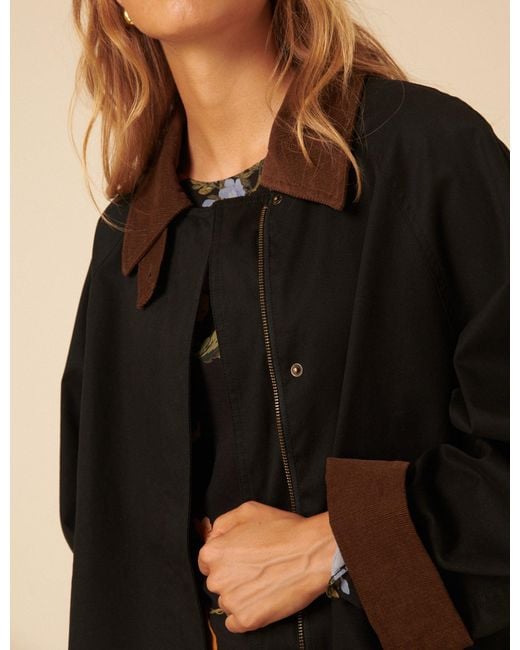 Nobody's Child Dark Cord Detail Barn Coat in Black | Lyst UK