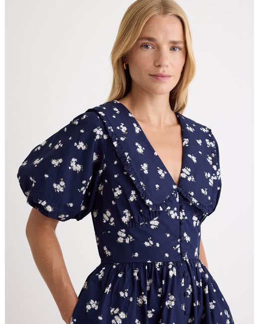 Nobody's Child Floral Peter Pan Collar Sara Midi Dress in Blue | Lyst UK