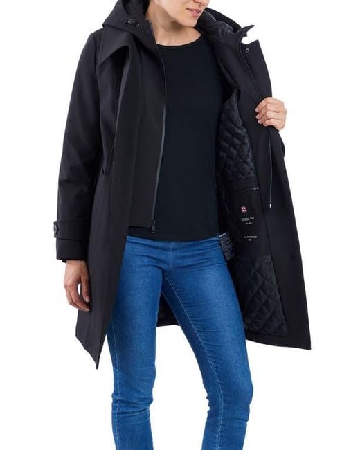 London Fog Water Resistant Bonded Raincoat With Bib Detail in Blue | Lyst