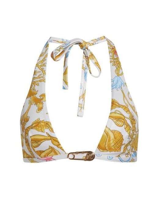 Versace Underwater Barocco Safety Pin Triangle Bikini Top | Lyst