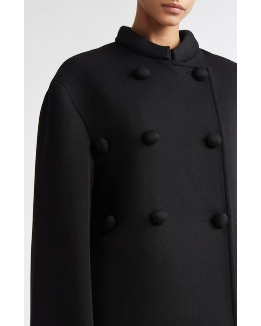 Jil Sander Double Breasted Wool Blend Crop Jacket in Black | Lyst