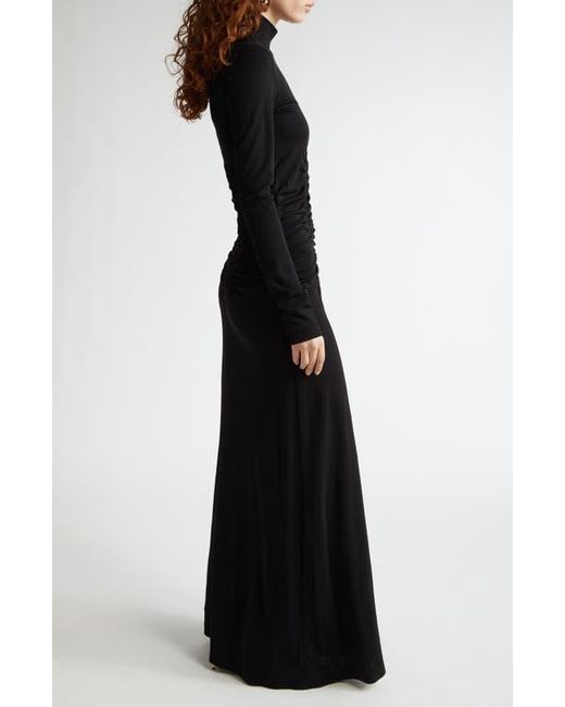 BITE STUDIOS Ruched Long Sleeve Jersey Turtleneck Dress in Black | Lyst
