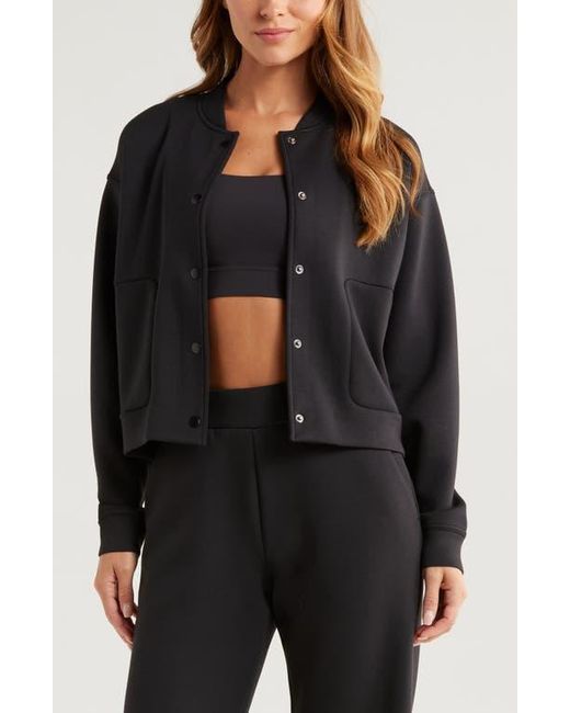 Zella Luxe Snap Front Jacket in Black | Lyst