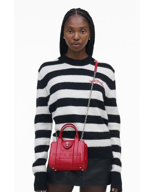 Marc Jacobs The Mini Turnlock Leather Crossbody Tote Bag in Red | Lyst