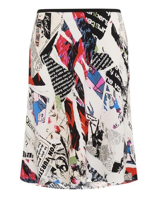 Diane von Furstenberg Mae Pop Art Newspaper Print Skirt | Lyst