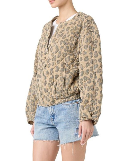 Blank NYC Leopard Print Quilted Jacket in Blue | Lyst