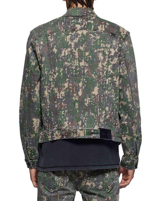Purple Brand Militaire Buckshot Camo Trucker Jacket in Gray for Men | Lyst