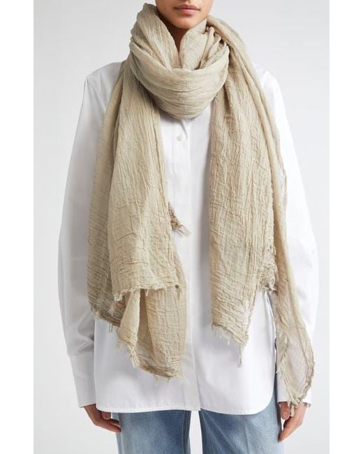 TOTEME Crinkled Gauze Scarf in Natural | Lyst