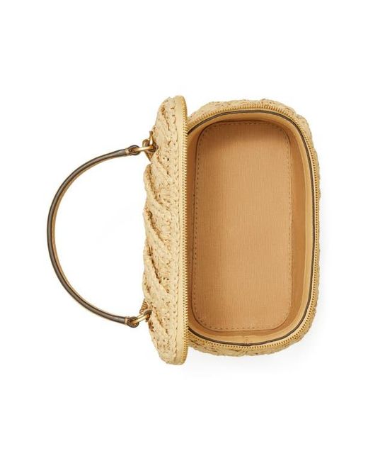 Tory Burch Kira Crochet Raffia Vanity Case in Metallic | Lyst