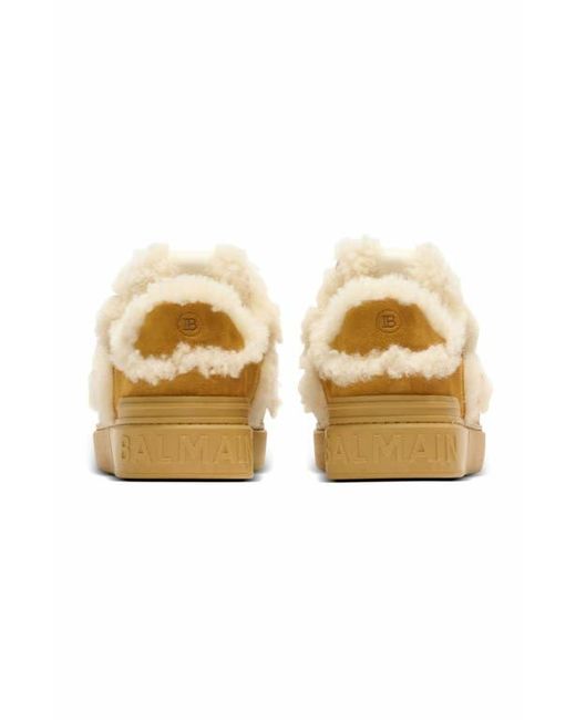 Balmain B-Court Flip Shearling Trainers in Metallic | Lyst