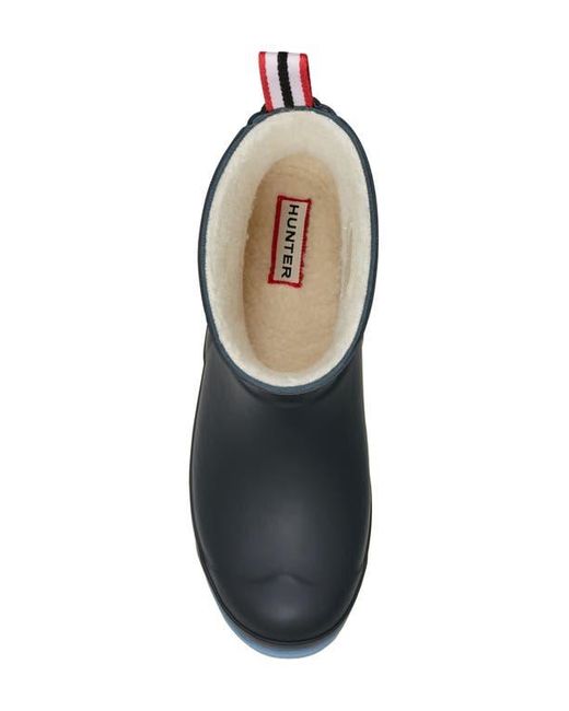 HUNTER Play Short Faux Shearling Lined Waterproof Rain Boot in Blue | Lyst