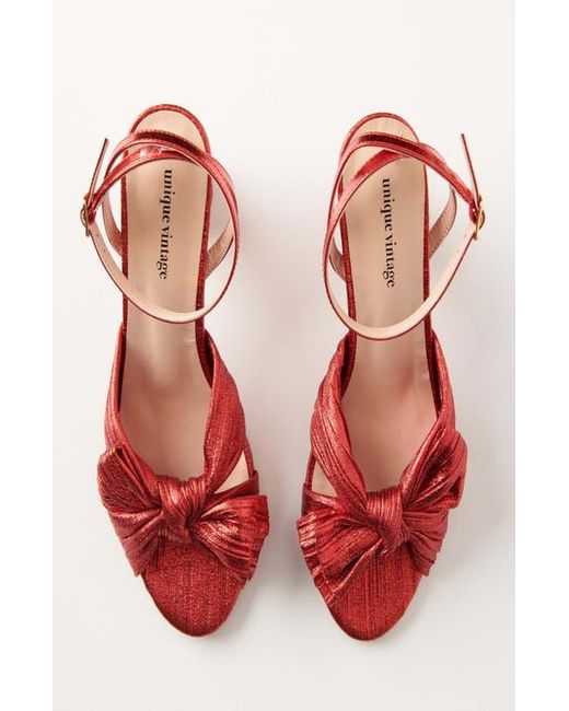 Unique Vintage Ankle Strap Bow Heels in Red | Lyst