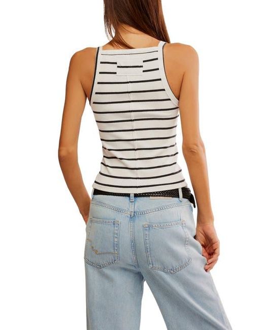 Free People Mia Rib Stripe Crop Tank in Blue | Lyst
