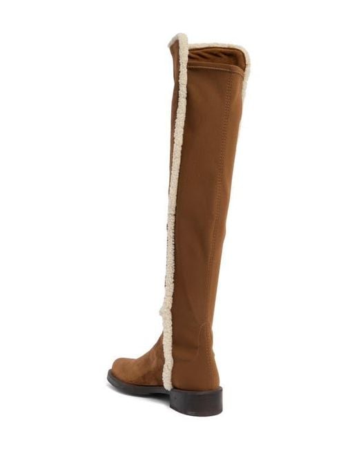 Stuart Weitzman Bold Genuine Shearling Over The Knee Boot in Brown | Lyst
