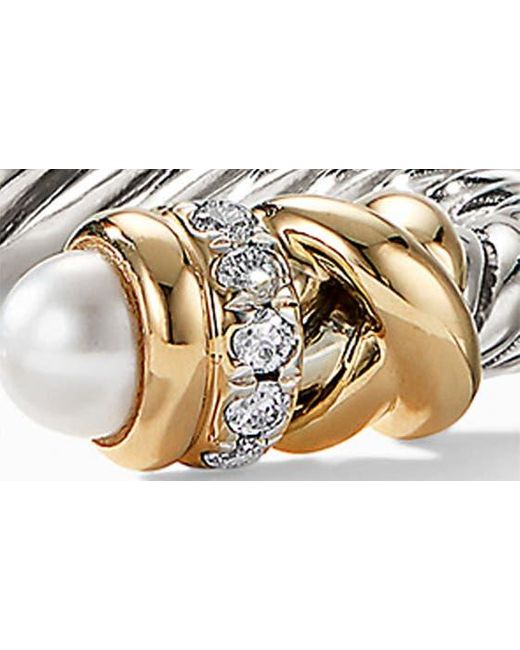 David Yurman Petite Helena Open Ring With 18K & Diamonds in White | Lyst