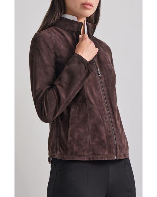 Misook Reversible Suede & Leather Jacket in Brown | Lyst