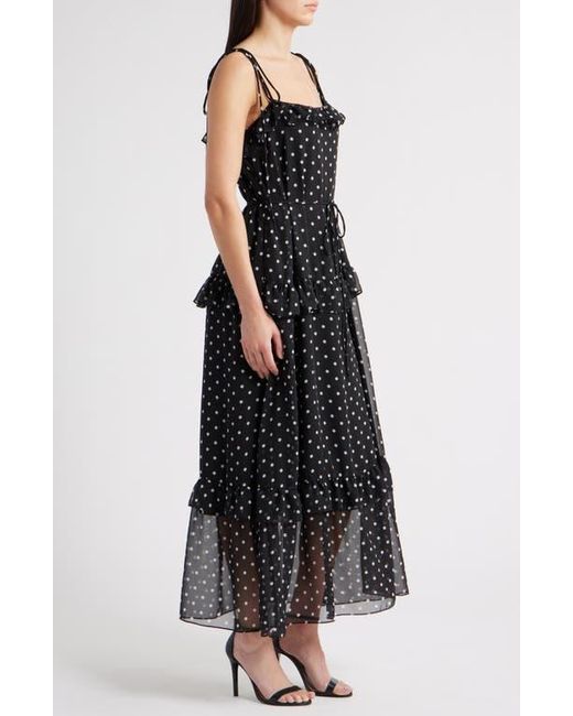 Julia Jordan Polka Dot Tiered Maxi Dress in Black | Lyst