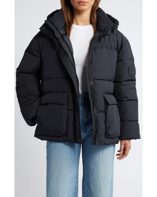 UGG Kennedy Water Resistant Hooded Puffer Jacket in Black | Lyst