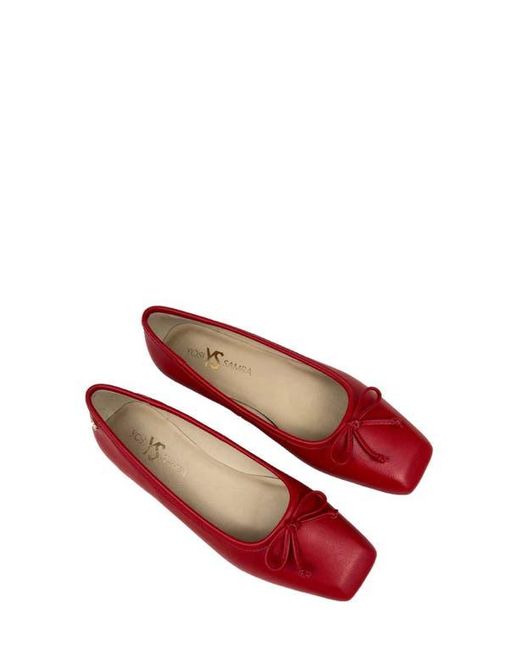 Yosi Samra Cara Square Toe Ballet Flat in Red | Lyst