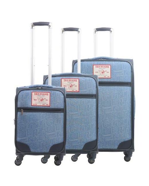 True Religion Soft Sided 3 Pc Spinner Patch Luggage Set in Blue | Lyst