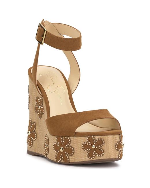 Jessica Simpson Kamindi Ankle Strap Platform Sandal in Metallic | Lyst