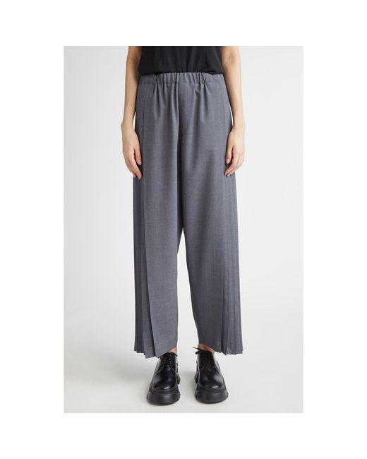 Undercover Pleated Panel Crop Straight Leg Pants in Gray | Lyst