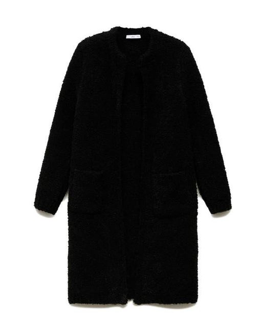 Mango Bouclé Coat in Black | Lyst