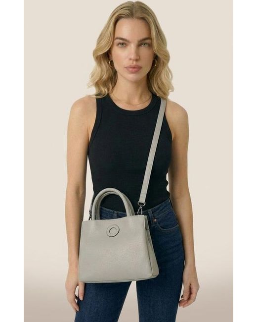 Modenaire Structured Circular Detail Top Handle Bag in Gray | Lyst