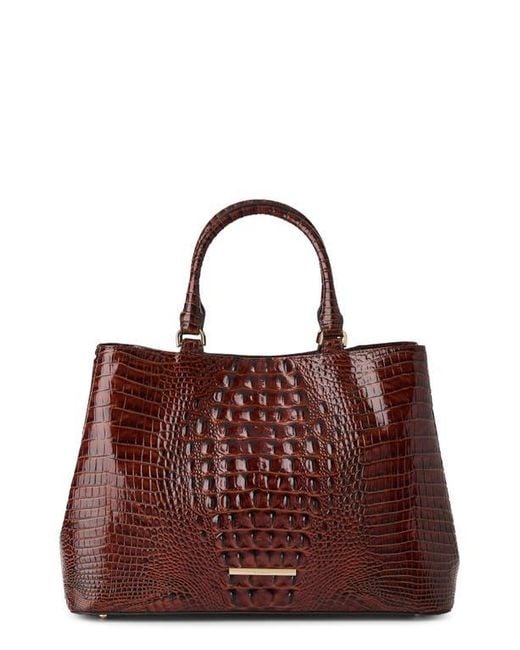Brahmin Denise Croc Embossed Leather Tote in Red | Lyst