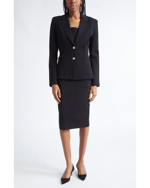 St. John Erin Santa Roma Knit Jacket in Black | Lyst