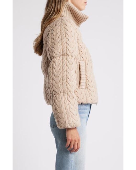 Varley Reggie Cable Knit Puffer Jacket in Natural | Lyst