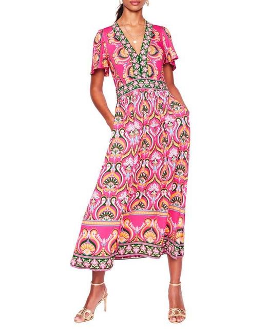 Boden Ellie Print Flutter Sleeve Dress in Red | Lyst