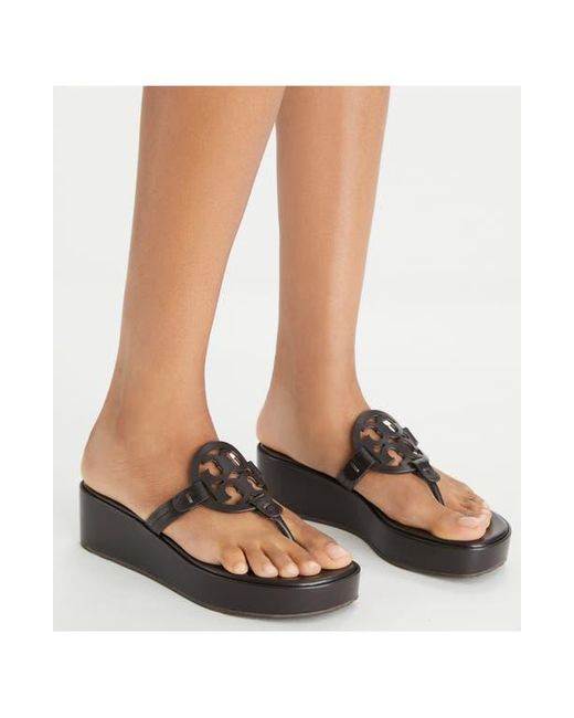 Tory Burch Miller Platform Wedge Flip Flop in Black | Lyst