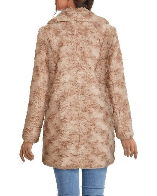 Kenneth Cole Notch Collar Faux Fur Coat in Natural | Lyst